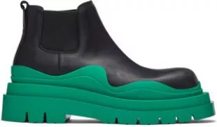 Bottega Veneta - Black & Teal Sole Tire Boots