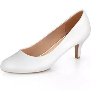 Ankis - White Pumps for Women, Comfortable Low Heel Women Pumps Closed ...