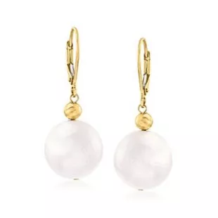 Ross-Simons - 13-14mm Cultured Pearl Drop Earrings in 14kt Yellow Gold