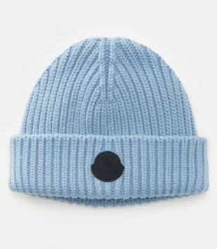 Moncler - Light Blue Rubber Logo Beanie