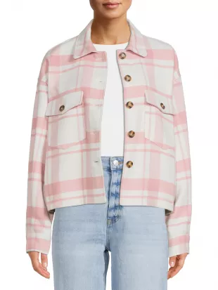 Love tree - Cropped Plaid Shirt Jacket