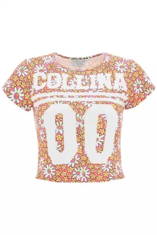 collina - Strada Hi-Liter Upcycled Cotton Fitted Cropped T-Shirt with ...