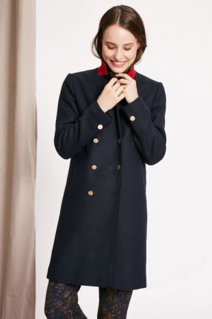 Caroll - manteau revers col rouge