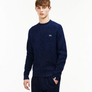 Lacoste - Pull col rond Lacoste LIVE en laine mélangée côtelée