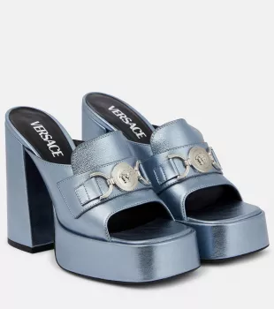 Versace - Medusa ’95 Metallic Leather Sandals