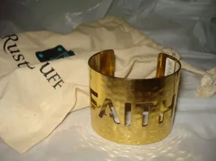 Rustic Cuff - Rustic Jewelry Hammered Faith Brass Cuff