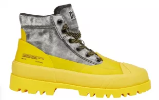 Diesel - Grey Canvas & Yellow Sole Boots