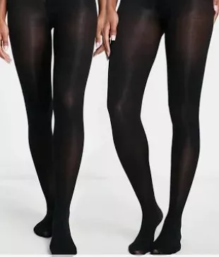 ASOS DESIGN - ASOS DESIGN 2 pack 15 denier tights in black