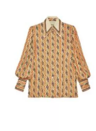 Gucci - Neck-Tie Chain-Print Silk Blouse