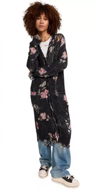 R13 - Floral Distressed Long Cardigan