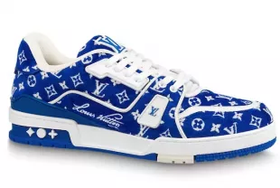 Louis Vuitton - Blue Velvet Monogram LV Trainer Sneakers