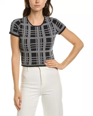 Gracia - knit Checked Pattern Slim Fit Crop Top