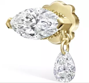 Maria Tash - Triple Teardrop Marquise Diamond Threaded Stud Earring