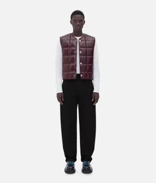 Bottega Veneta - Burgundy Leather Padded Vest