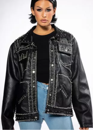 akira - PU Shacket With Studs