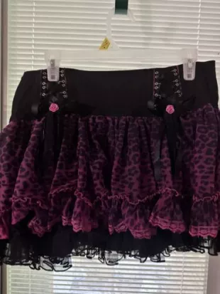 Tripp NYC - Women Large Black Pink Leopard Ruffle Tutu