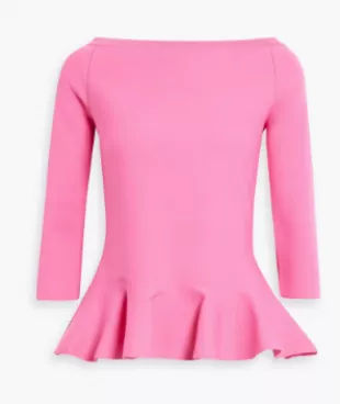 Oscar de la Renta - Off-the-Shoulder Stretch-Knit Peplum Top