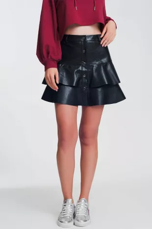 Zara - Leather Ruffled Skirt