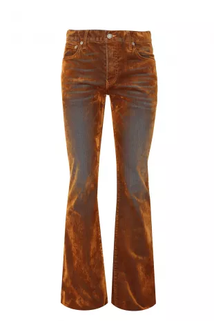 Cout De La Liberte - Rust Orange Velvet Flared Jeans
