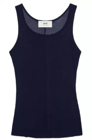 AMI PARIS - Semi Sheer Round Neck Tank Top