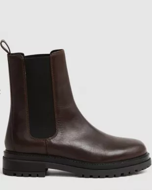 Reiss - Thea Leather Chelsea Boots In Brown