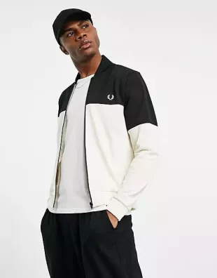 Fred Perry - Fred perry color block track jacket in black