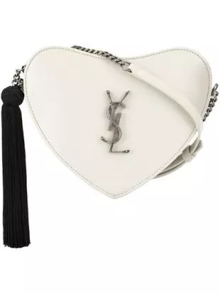 Saint Laurent - Ysl Heart Logo Shoulder Bag In White