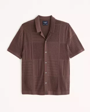 Abercrombie & Fitch - Patchwork Stitch Button-Through Sweater Polo
