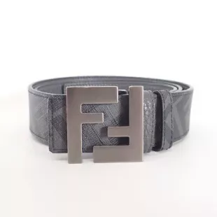 Fendi - Black Monogram & Silver FF Belt