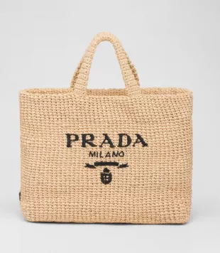 Prada - Raffia Natural Crochet Tote Bag