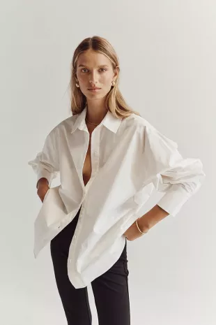 Dissh - Shae White Cotton Sleeved Shirt