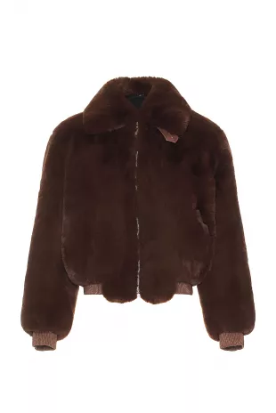 Amiri - Brown Faux Fur Aviator Jacket