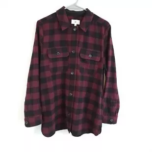 BP - BP. Womens Maroon/Black Check Button Front Long Sleeve Shirt ...