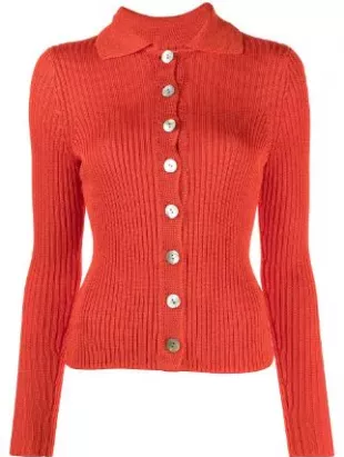 vince - Ribbed Knit Button-Front Top