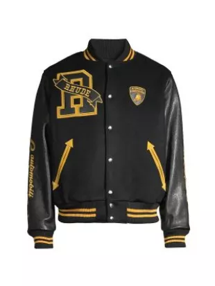 Rhude - Men's Rhude x Lamborghini Atten Wool-Leather Varsity Bomber ...