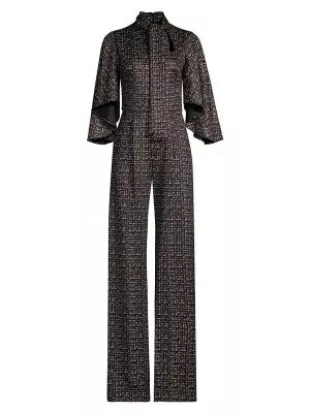Black Halo - Coralia Tweed Ruffeld-Sleeve Jumpsuit