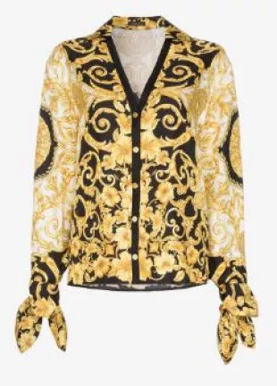 Versace - V-Neck Baroque-Print Blouse