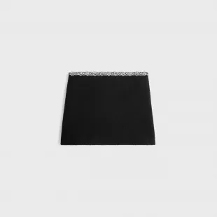 Celine - Mini Skirt with Embroidered Gallon in Tweed