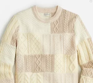J. Crew - Patchwork Cable-knit Sweater