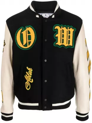 Off-White - Logo-Patch Varsity Jacket