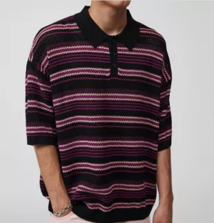 Urban Outfitters - Clifton Mesh Popover Polo Shirt