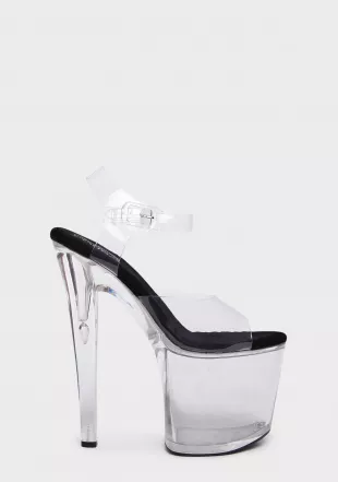 XTRA by YRU - Demi 7.5 Platform Heels - Clear