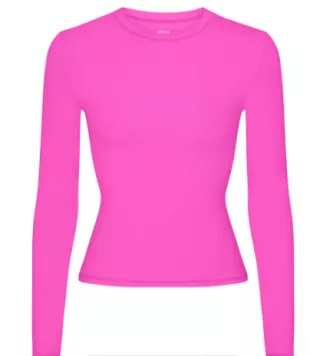 skims - Fits Everybody Long Sleeve T-Shirt In Neon Pink