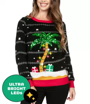 Tipsy Elves - All is Palm All is Bright Light Up Ugly Christmas Sweater
