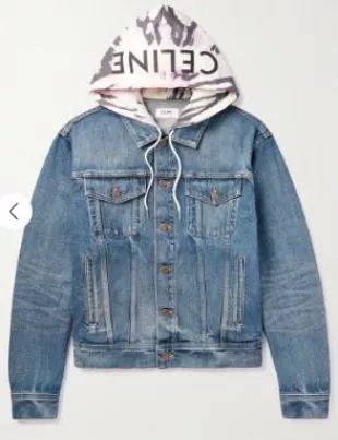 Celine - Logo-Print Tie-Dyed Cotton-Jersey Trimmed Denim Jacket