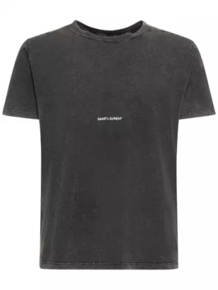 Saint Laurent - Distressed Stone Washed Logo Print Top