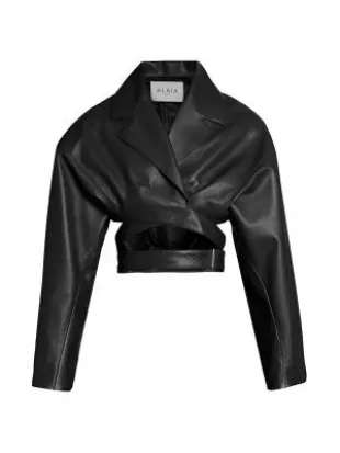 Alaïa - Cropped Wrap Leather Jacket