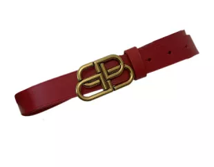 Balenciaga - Red & Gold Interlocked-BB Belt