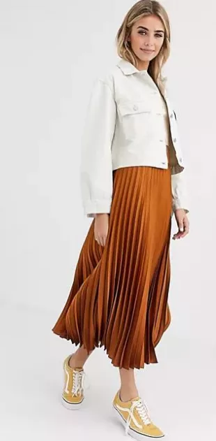 New Look - Satin Pleated Midi Skirt