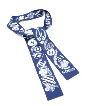 Chanel - Navy Silk Twilly Scarf